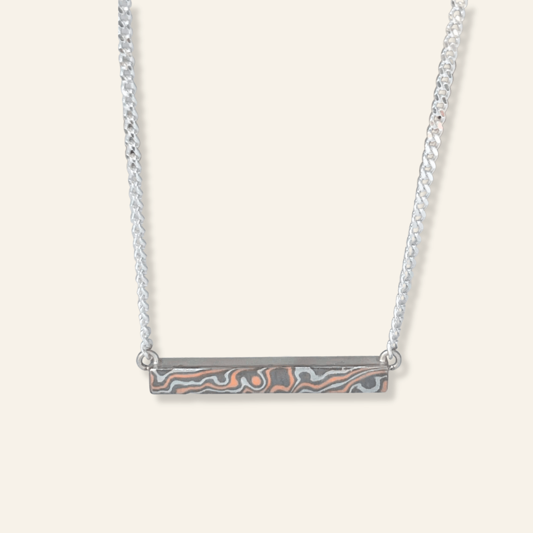 BLUEGUM Mokume Gane bar pendant & chain | Australian Made – Jason Ree ...